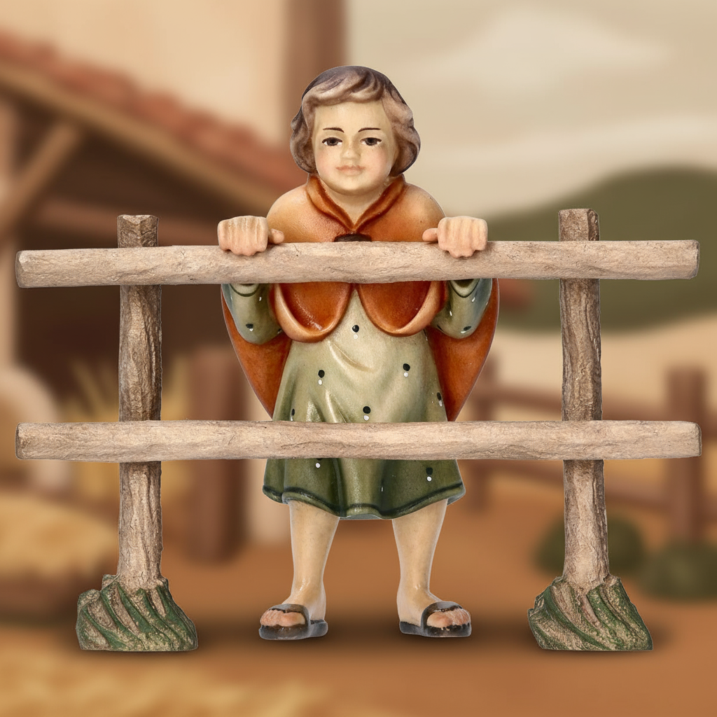Italian Hand-Carved Nativity Child with Fence | ULPE Ortisei | Ulrich ...